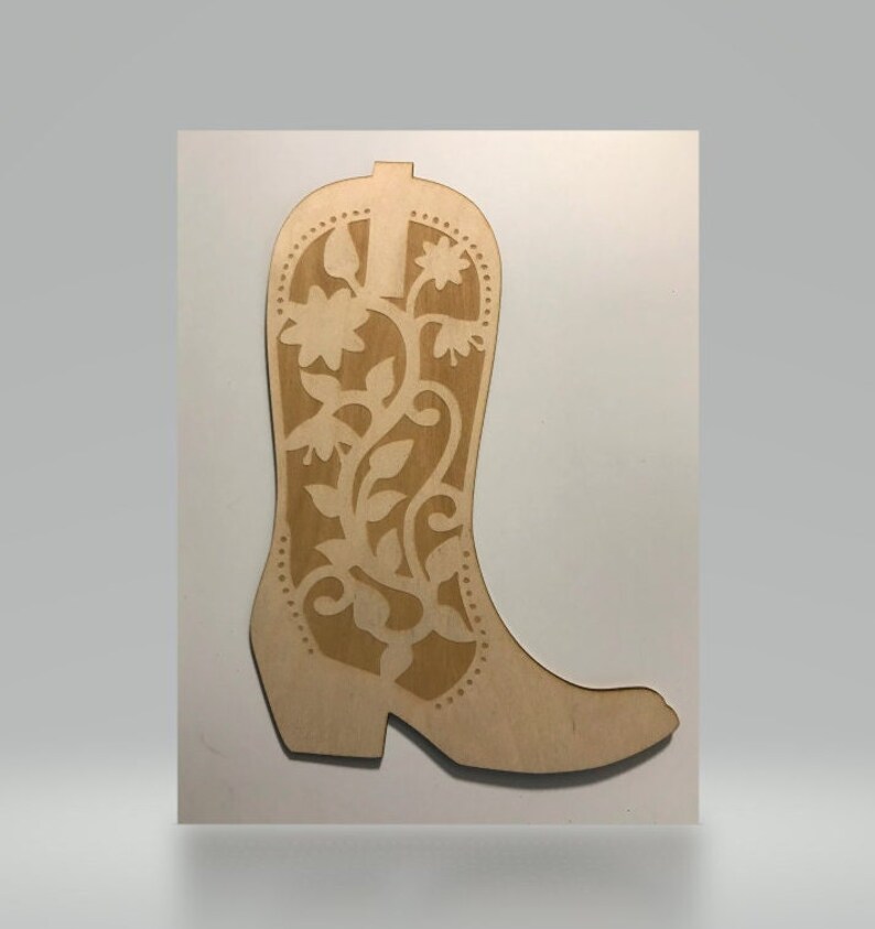 Country Western Cowboy Boot Laser Cut and Engraved Wood | Etsy