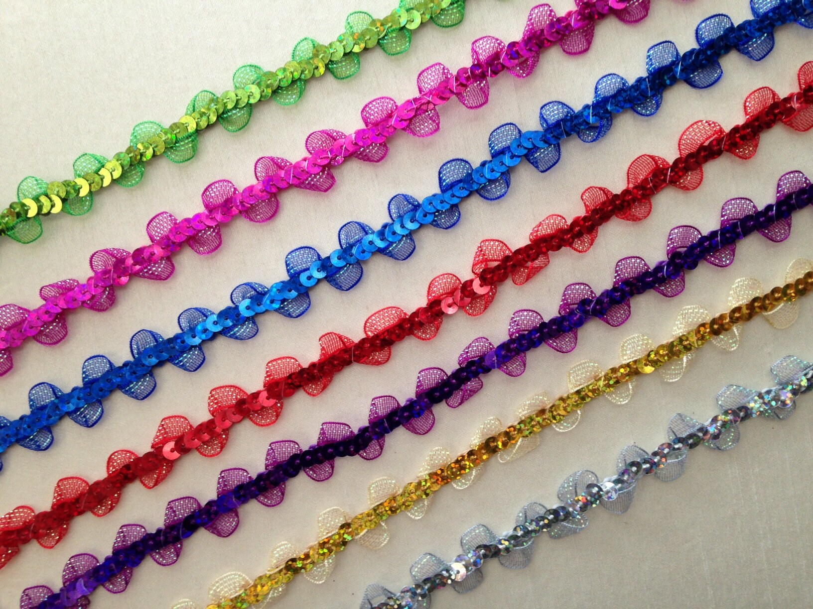 Wavy Sequin Ribbon 3 YARDS Sparkle Trim Lime Green | Etsy