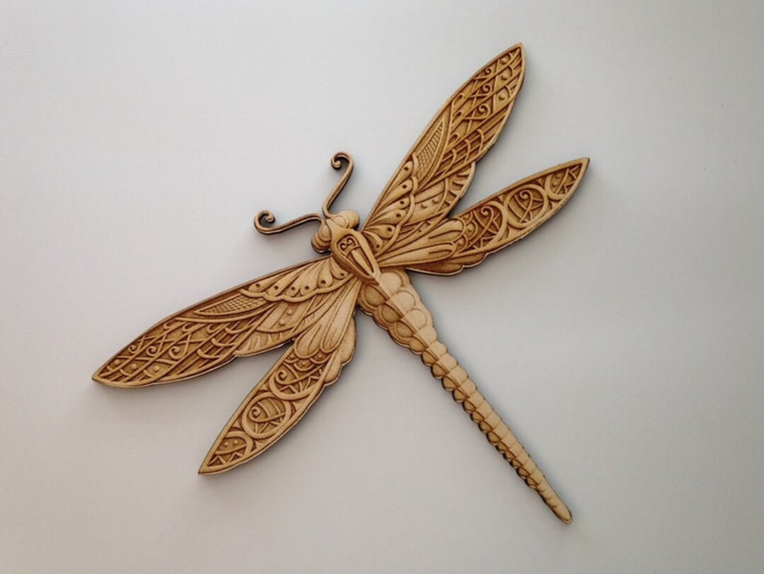 Wooden Dragonfly, Laser Cut and Engraved Wood, Nature Garden Home Decor ...