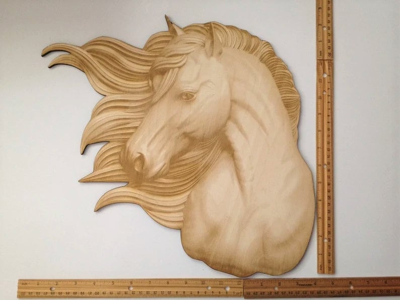 Large Wooden Horse Head Laser Cut and Engraved Wood Custom - Etsy