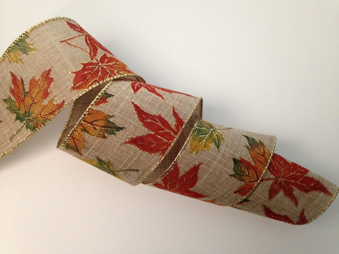 Fall Leaves Ribbon, 2 1/2" Wide, Wired Edge Ribbon for Wreaths, Bows ...