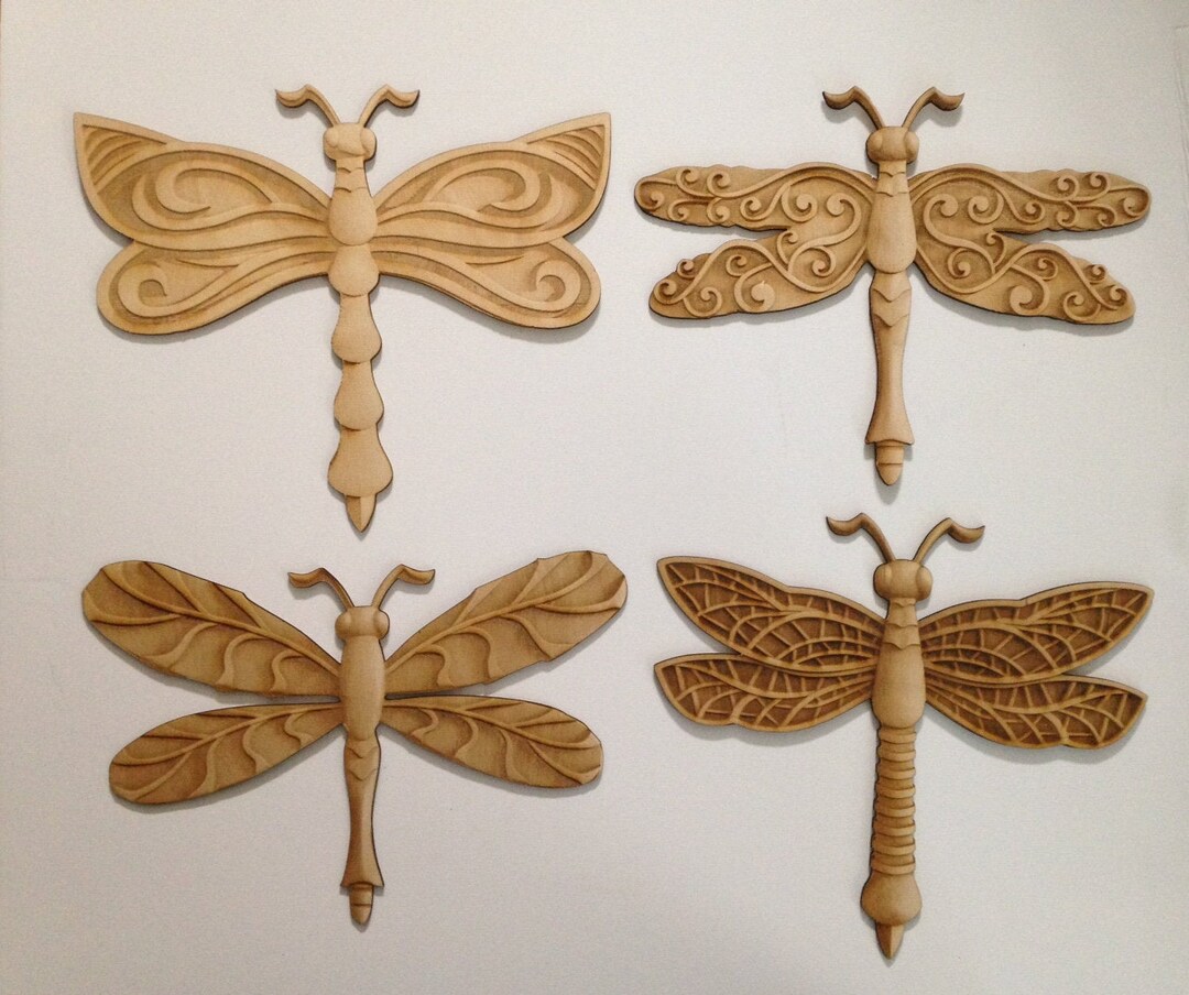 Wooden Dragonfly, Laser Cut and Engraved Wood, Garden Nature Home Decor ...