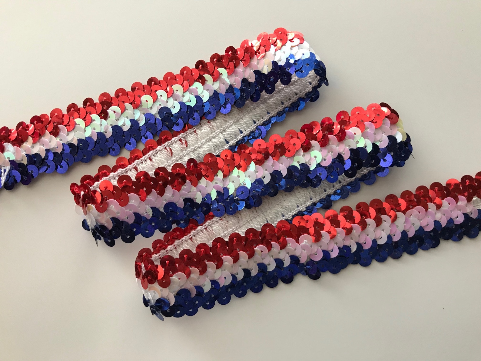 Metallic Stretch Sequin Trim Red White and Blue Trim 4th of - Etsy