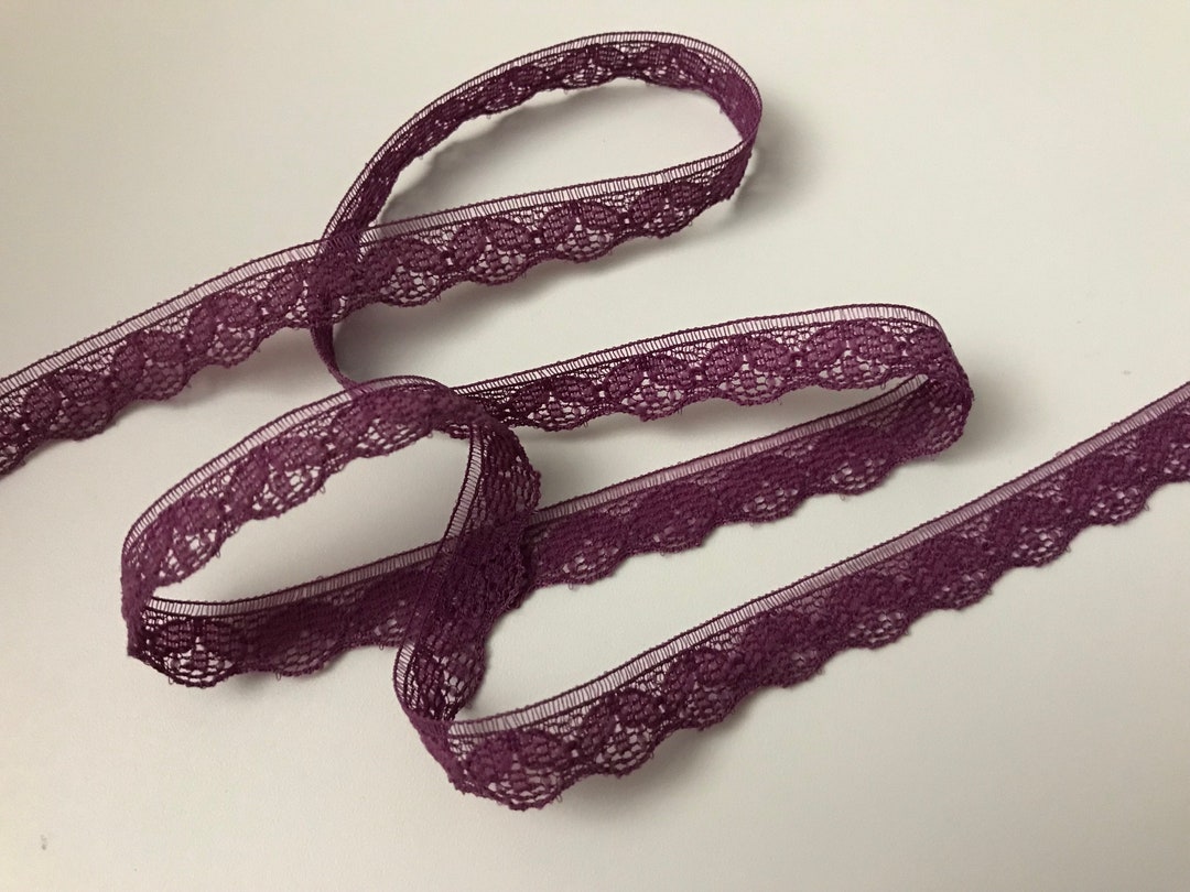 Plum Lace, 1/2" Wide, 10 YARDS, Narrow Lace Trim for Apparel, Lingerie ...