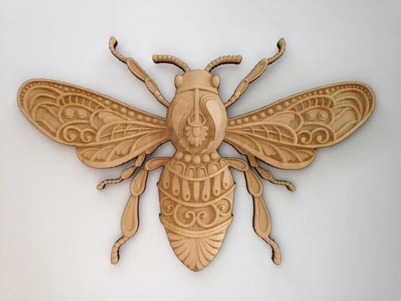 Large Wooden Bee Laser Cut and Engraved Wood Shapes Wood - Etsy