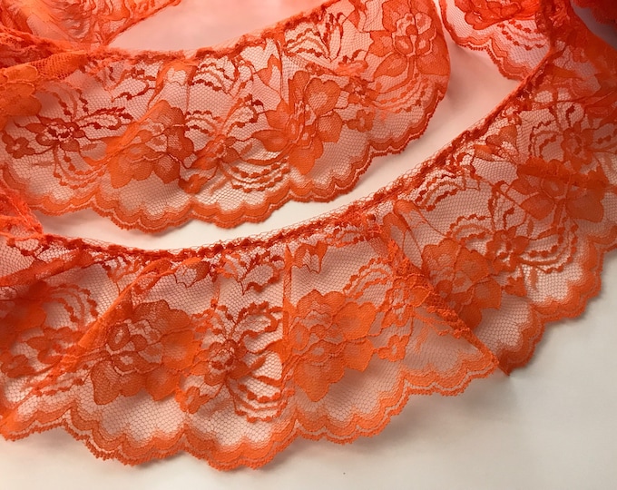 Orange Ruffled Scalloped Edge Lace Trim, 4 Wide, Lace for Apparel ...