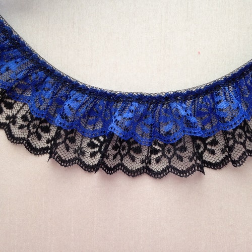Double Ruffled Lace Trim Purple and Black Lace 2 YARDS - Etsy