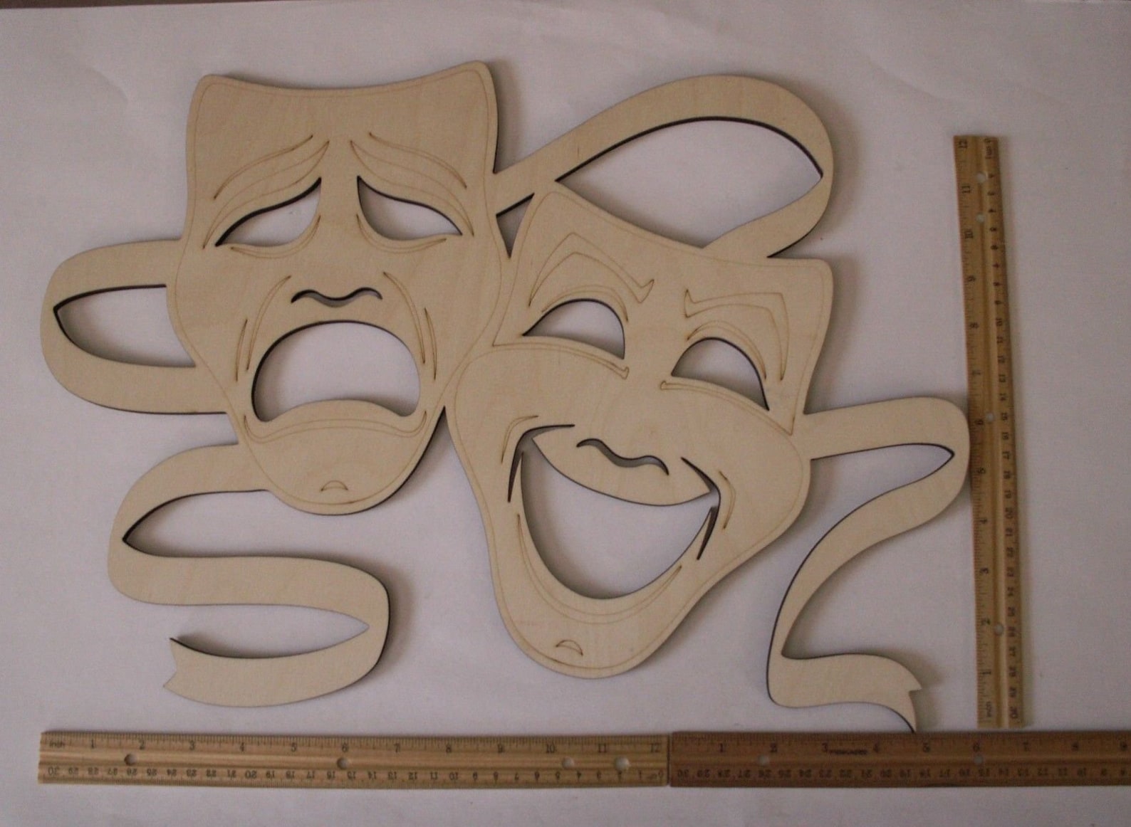 Large Tragedy and Comedy Masks Laser Cut and Engraved Wood - Etsy