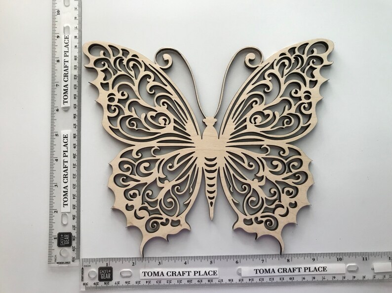 Wooden Filigree Butterfly, Laser Cut Wood, Wall Art, Wreath Decorations ...