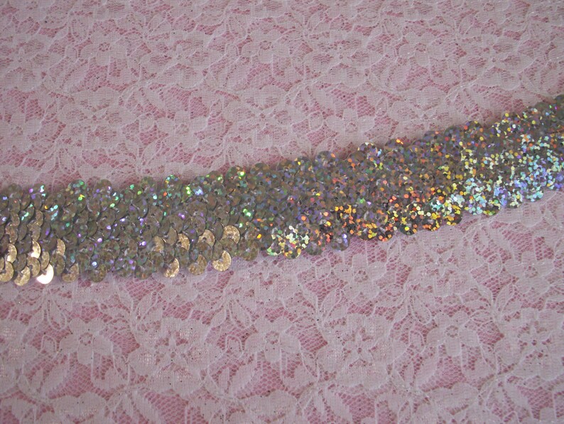 Metallic Stretch Sequin Trim Silver Gold Sparkle Trim - Etsy