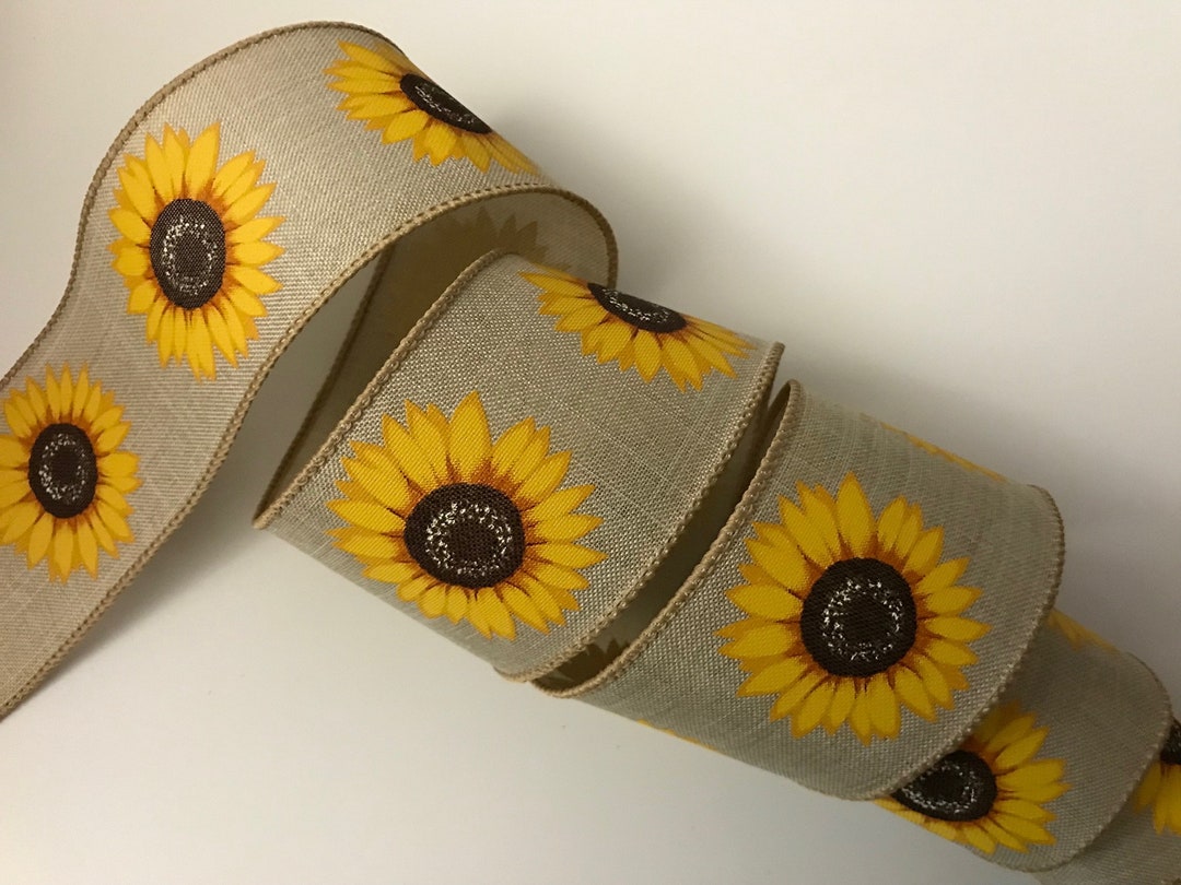 Sunflower Ribbon, 2 1/2 Wide, Wired Edge Ribbon for Wreaths, Bows, Gift ...