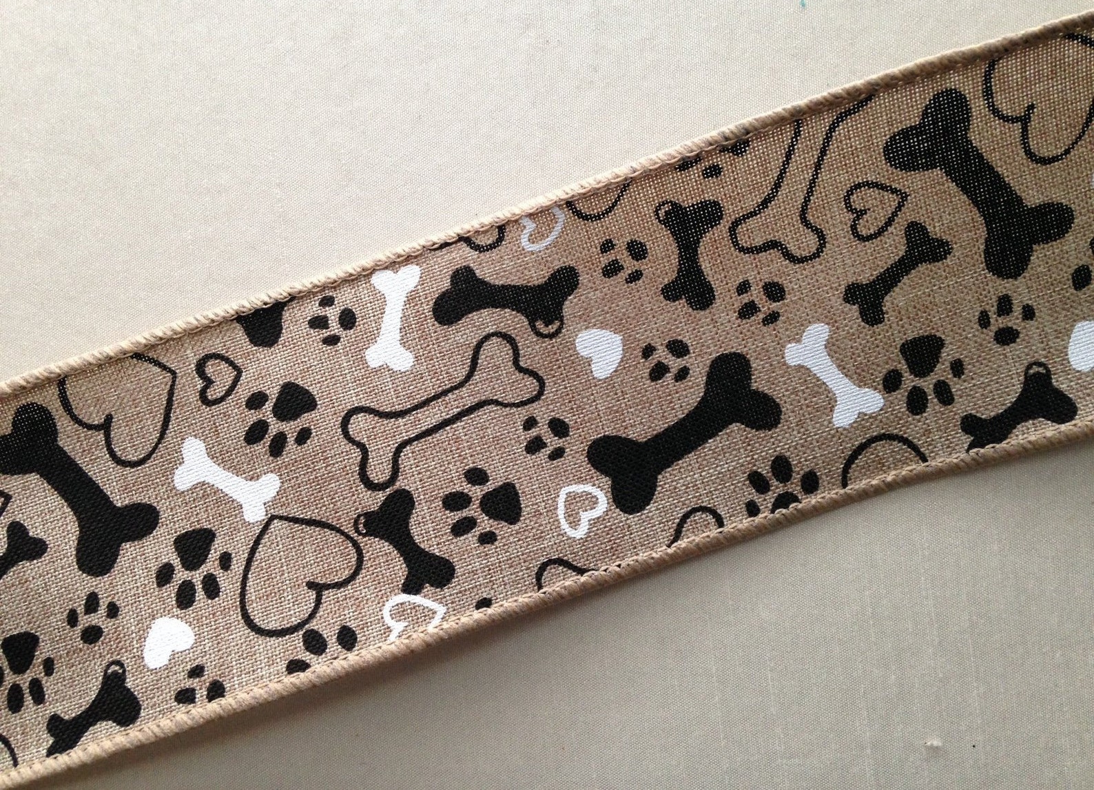 Dog Bones and Paws Ribbon, 2 1/2" Wide, Wired Edge Ribbon for Wreaths ...
