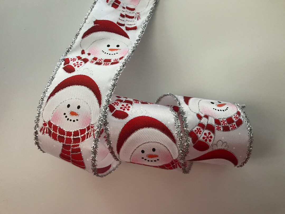 Christmas Snowman Ribbon, 2 1/2" Wide, Wired Edge Ribbon for Wreaths ...
