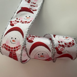 Christmas Snowman Ribbon, 2 1/2" Wide, Wired Edge Ribbon for Wreaths ...