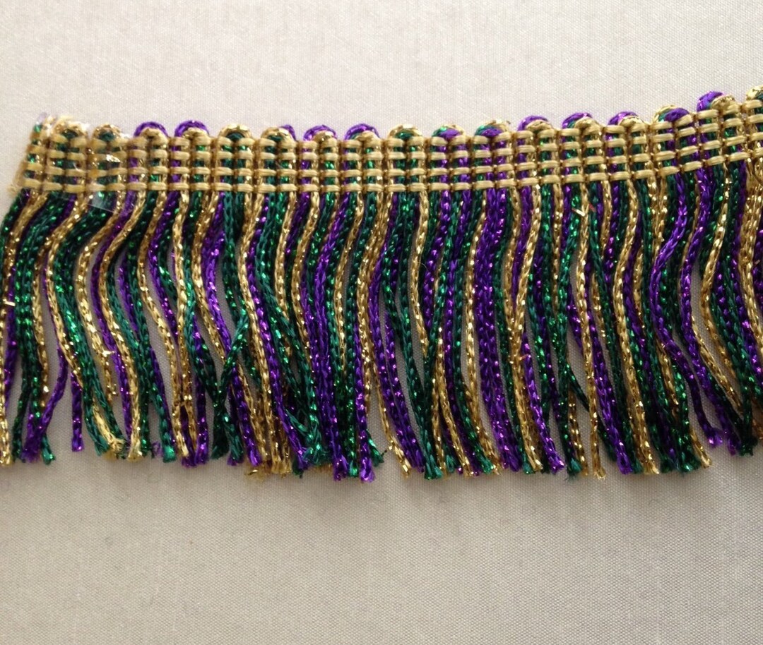 Metallic Chainette Fringe Trim, 2" Wide, Purple Green and Gold Trim ...