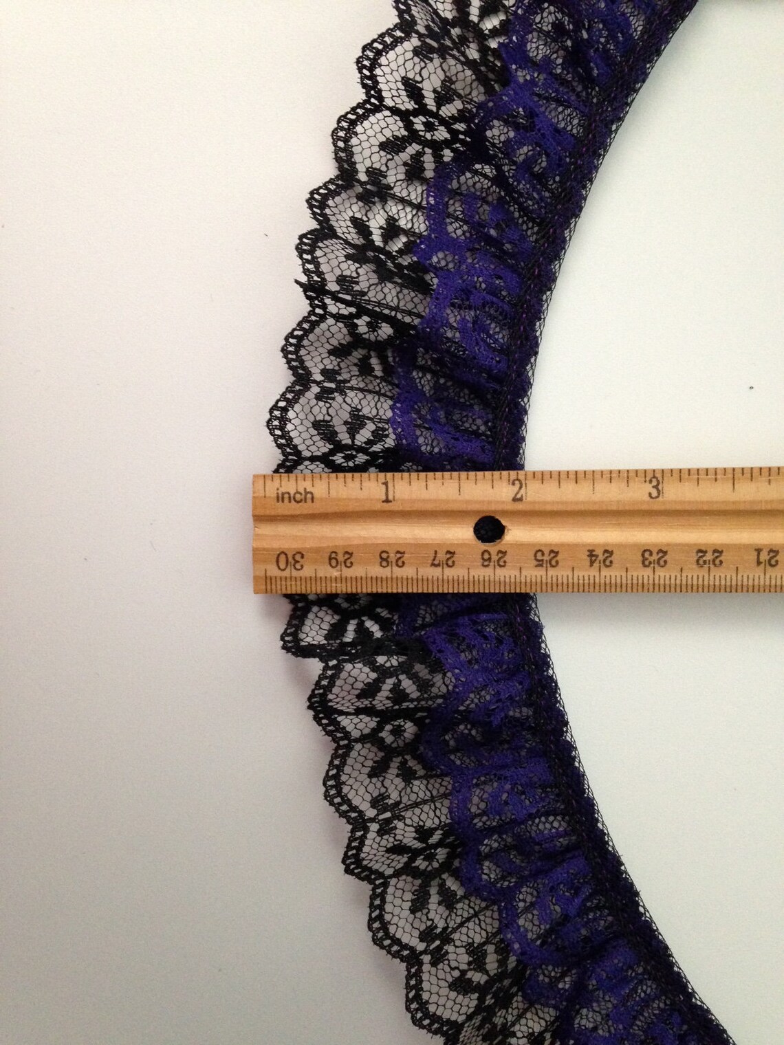 Double Ruffled Lace Trim Purple and Black Lace 2 YARDS | Etsy