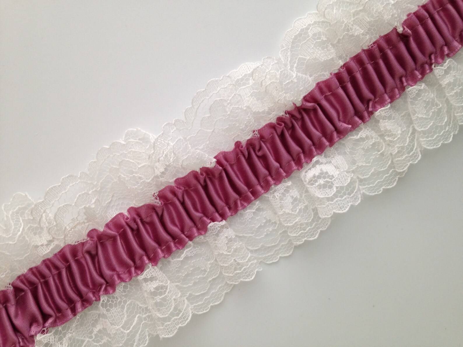 Elastic Ruffled Lace Ivory Lace With Dusty Rose Ribbon - Etsy