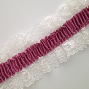 Elastic Ruffled Lace, Ivory Lace With Dusty Rose Ribbon, Apparel ...