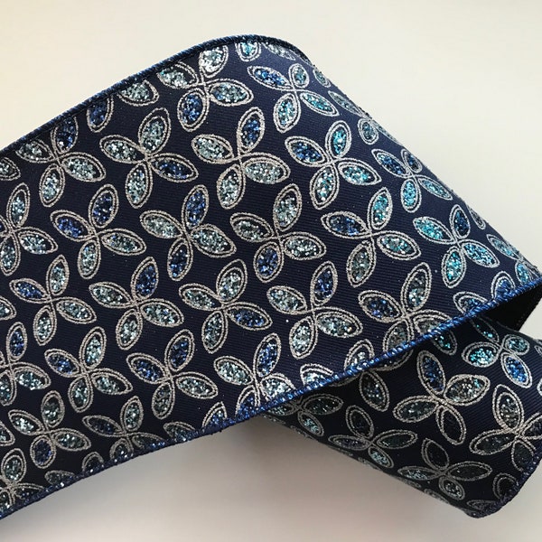 Navy Blue 4 Inch Wired Ribbon - Etsy