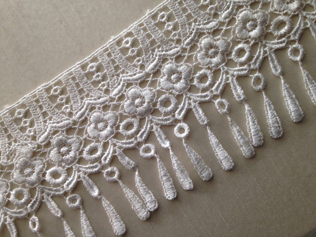 White Lace Fringe Trim, Victorian Style Lace, Venise Lace Trim, Bridal ...