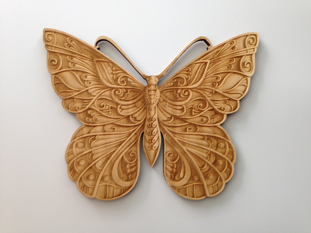 Wooden Butterfly, Laser Cut and Engraved Wood, Home Decor, Nature Wall ...