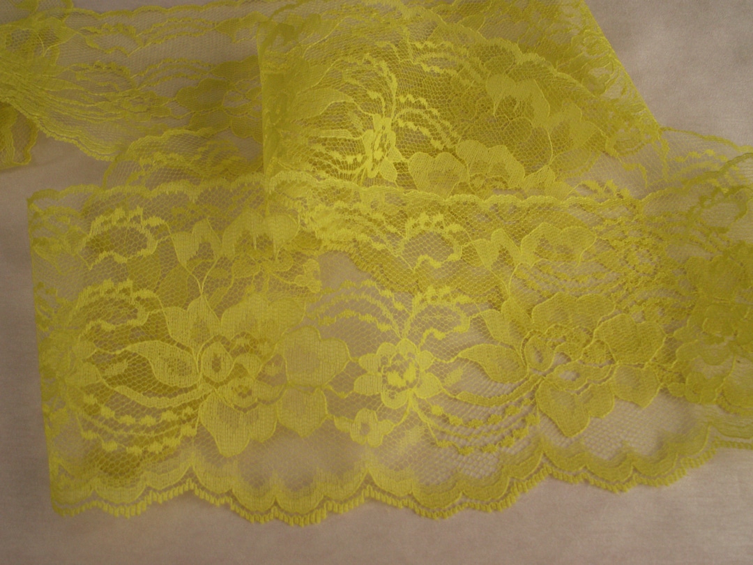 Bright Yellow Scalloped Edge Lace Trim, 4" Wide, Invitations, Apparel ...