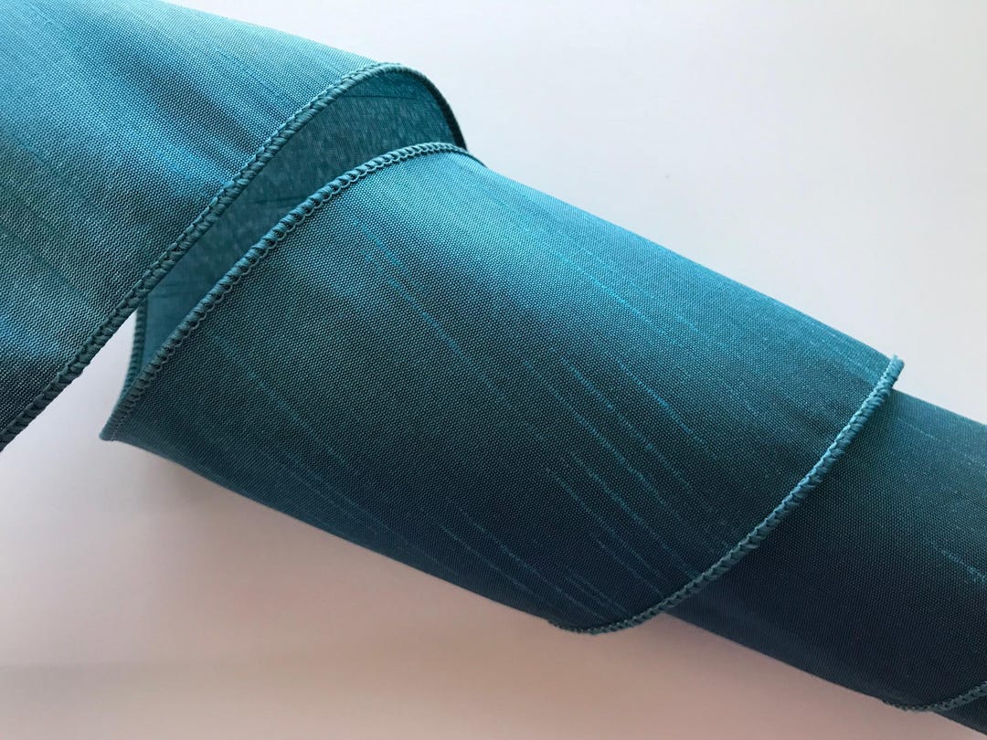 Teal Textured Ribbon, 4" Wide, Faux Dupioni Wired Edge Ribbon for Bows ...