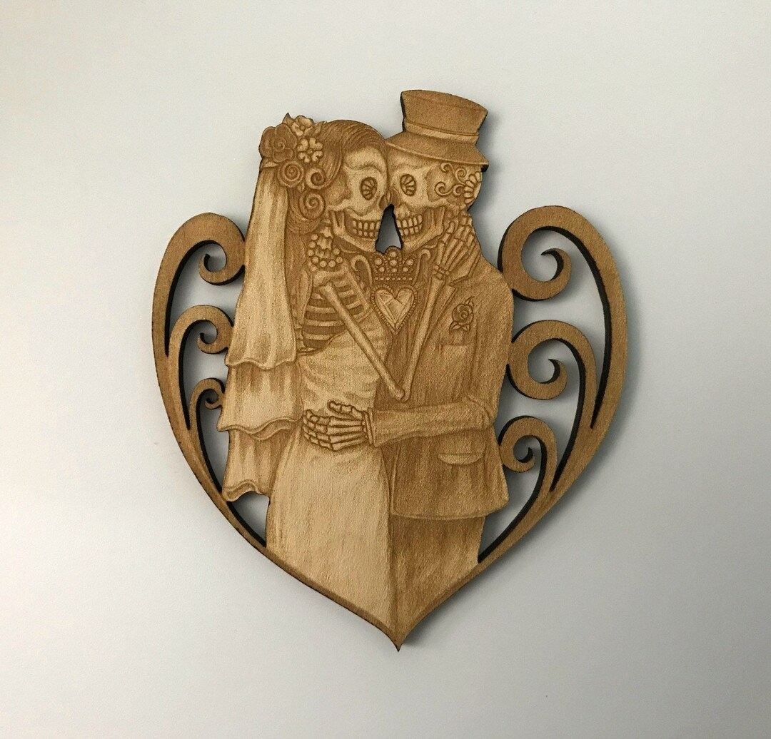 Bride and Groom Sugar Skull Couple, Day of the Dead, Calavera, Laser ...