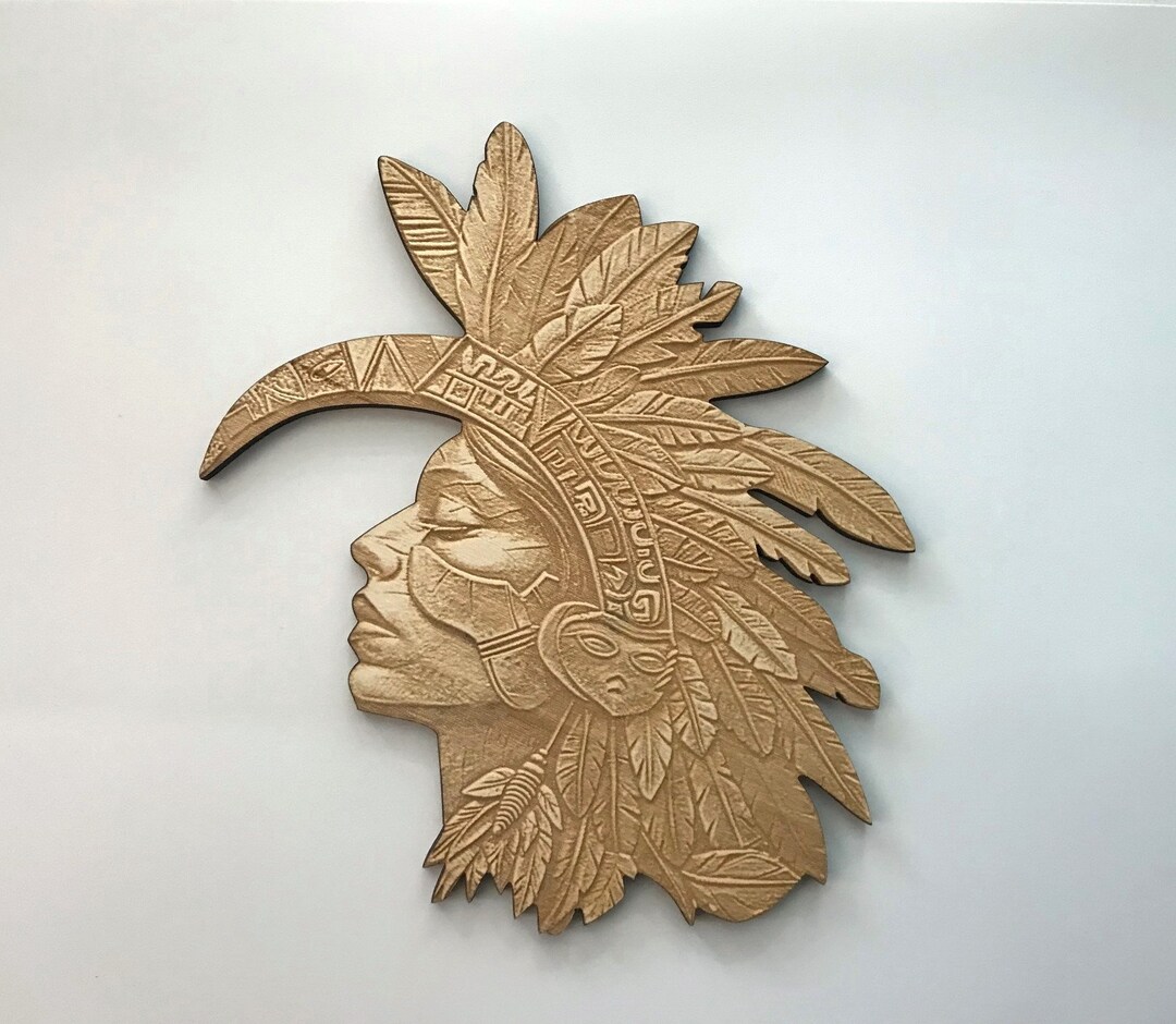 Aztec Warrior Wood Plaque, Laser Cut and Engraved Wood, Home Decor ...