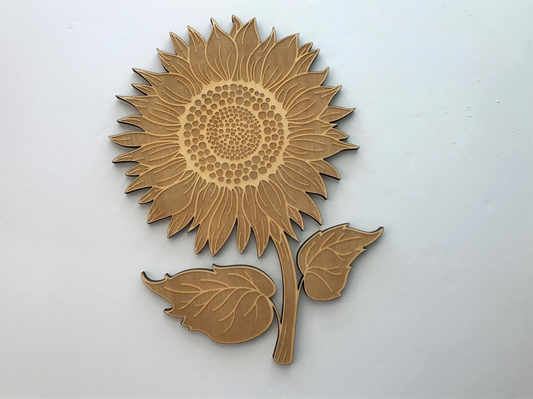Wooden Sunflower, Laser Cut and Engraved Wood, Nature Wall Art, Wreath ...