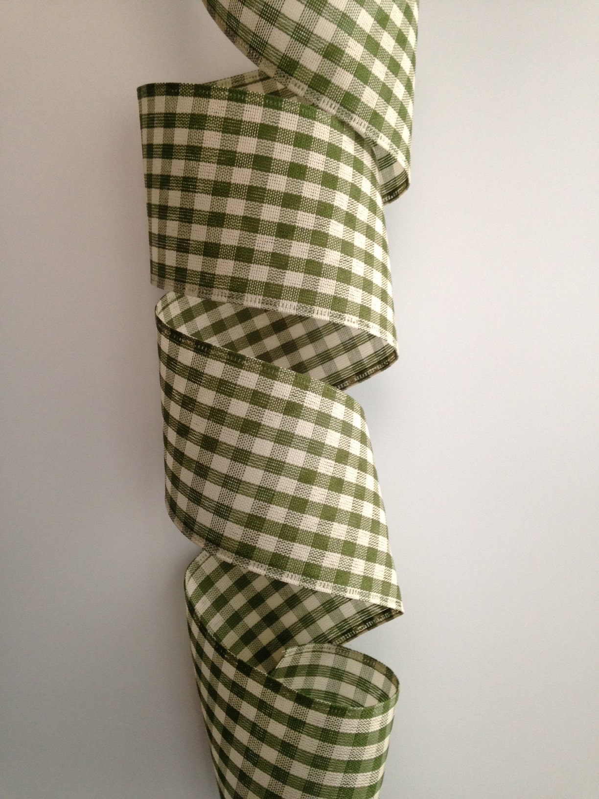 Moss Green and Natural Gingham Wired Ribbon 2 1/2 Wide - Etsy