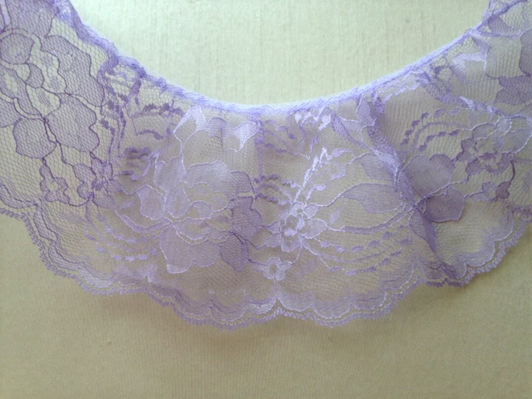Lavender Scalloped Edge Ruffled Lace Trim, 4" Wide, Bridal Accessories ...