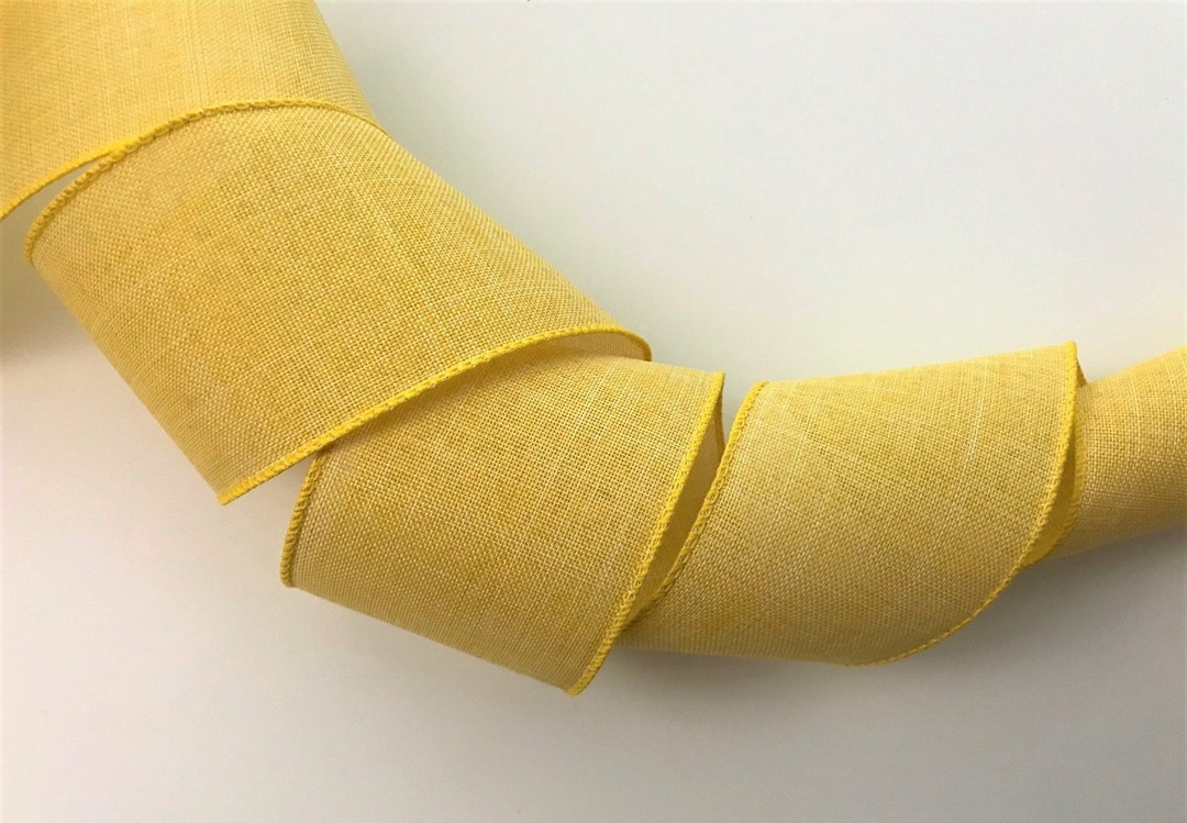 Dark Yellow Ribbon, 2 1/2" Wide, Wired Ribbon for Wreaths, Bows, Gift ...