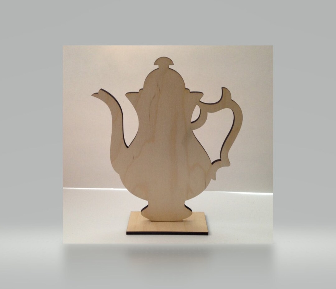 Wooden Teapots With Stand, Laser Cut Wood Shapes, Wood Cutouts, Wreath ...