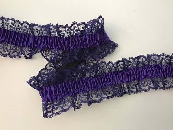 Elastic Ruffled Lace Purple Lace With Purple Ribbon Apparel | Etsy