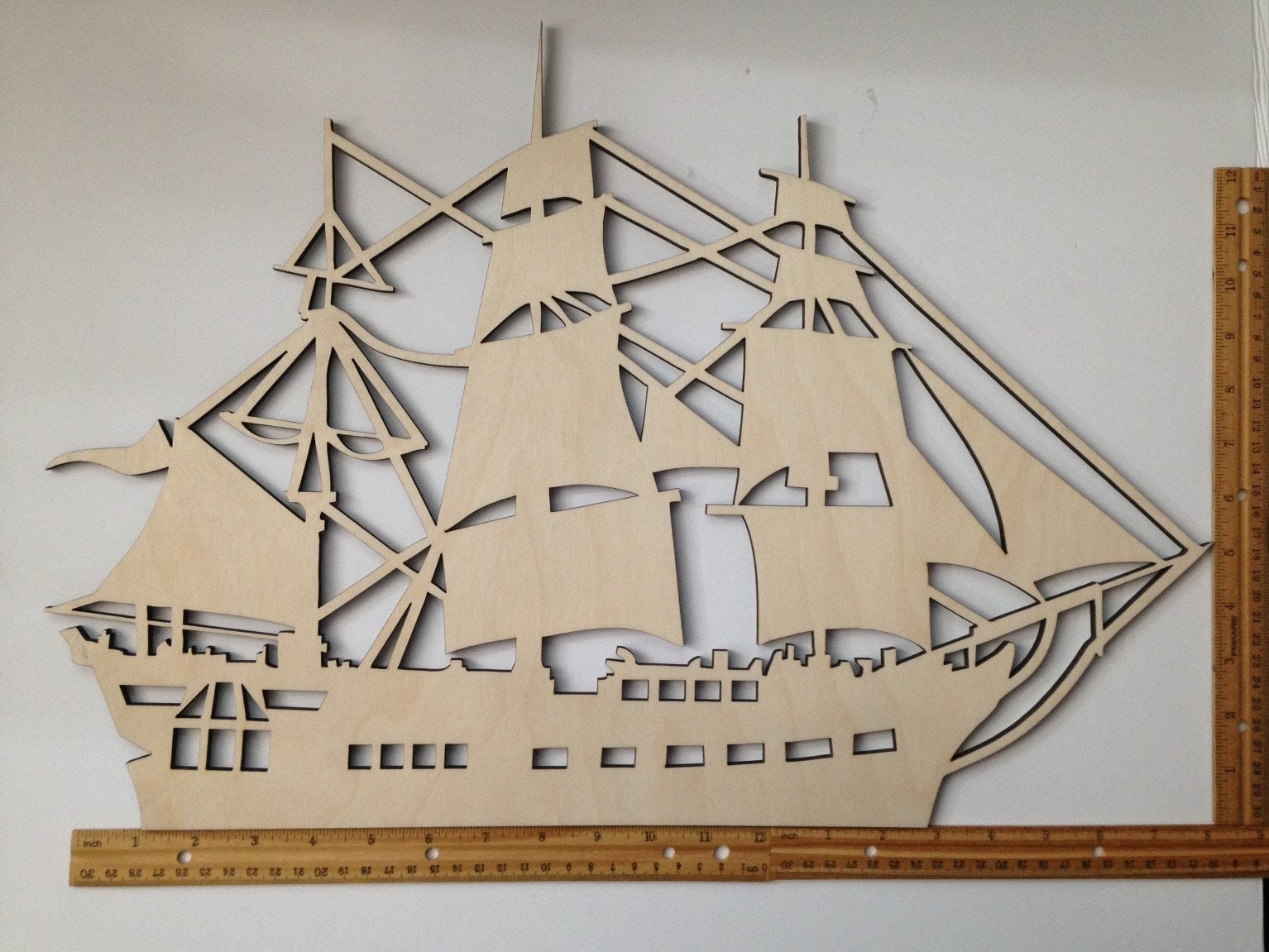 Wooden Sailing Ship, 20" Wide X 14" High, Laser Cut Wood, Sea Life ...