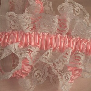 Elastic Ruffled Lace, White Lace With Pink Ribbon, Apparel, Lingerie ...