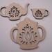 Tea Set Wood Shapes 3 PIECES Laser Cut Decorative | Etsy
