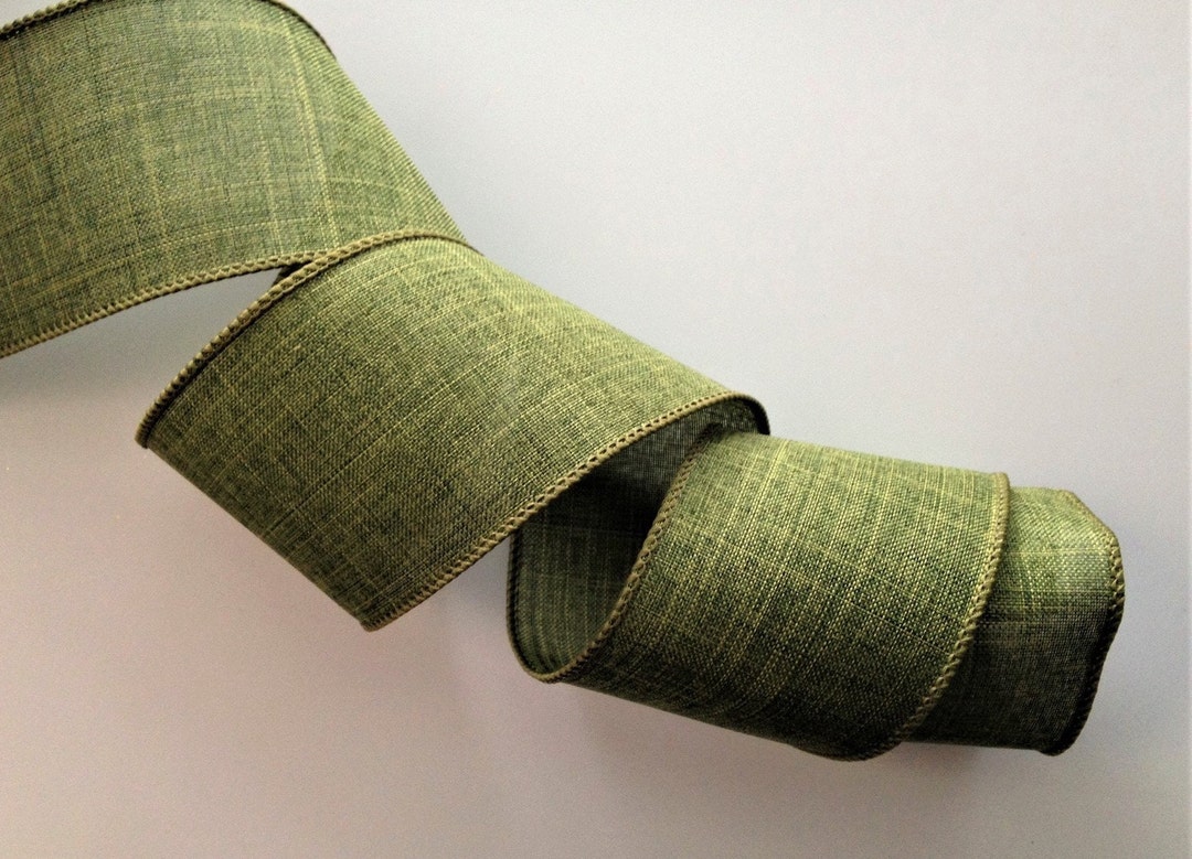 Moss Green Ribbon, 2 1/2" Wide, Wired Edge Ribbon for Wreaths, Bows ...
