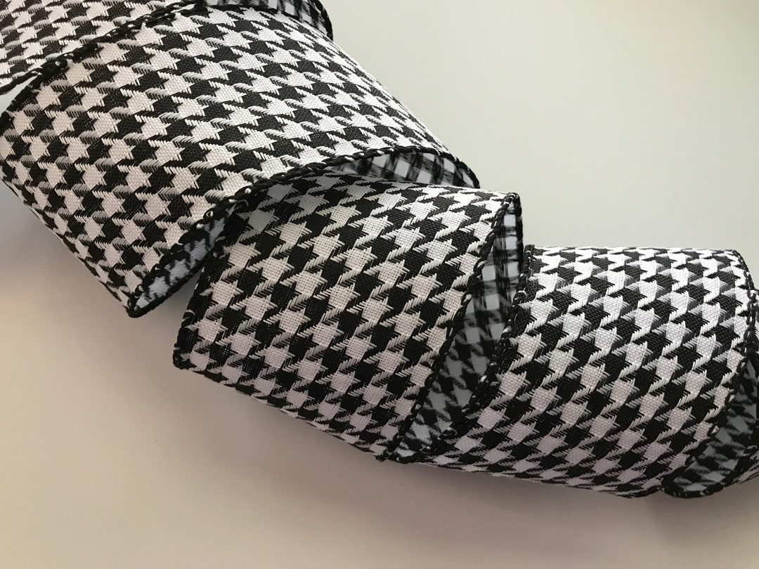 Black and White Houndstooth Ribbon, 2 1/2 Wide, Wired Ribbon for ...