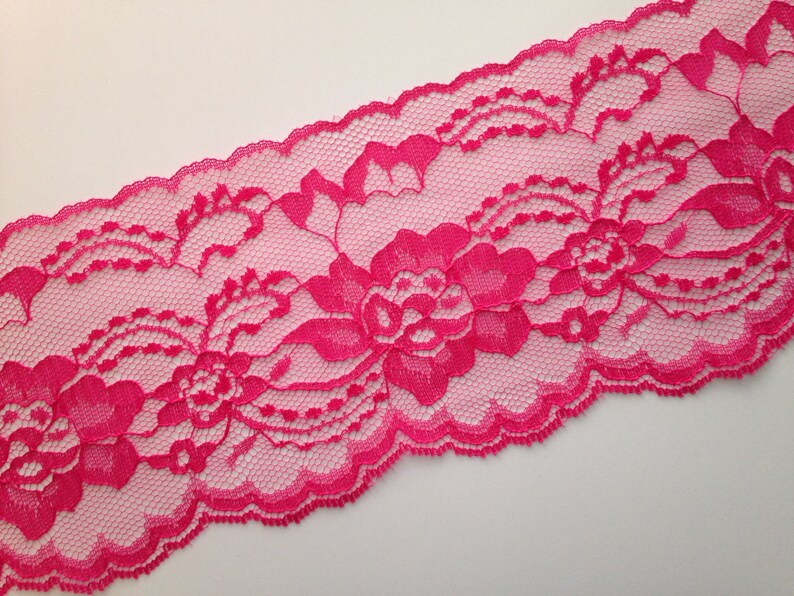 Hot Pink Lace Trim 4 Wide 5 YARDS Apparel Lingerie | Etsy