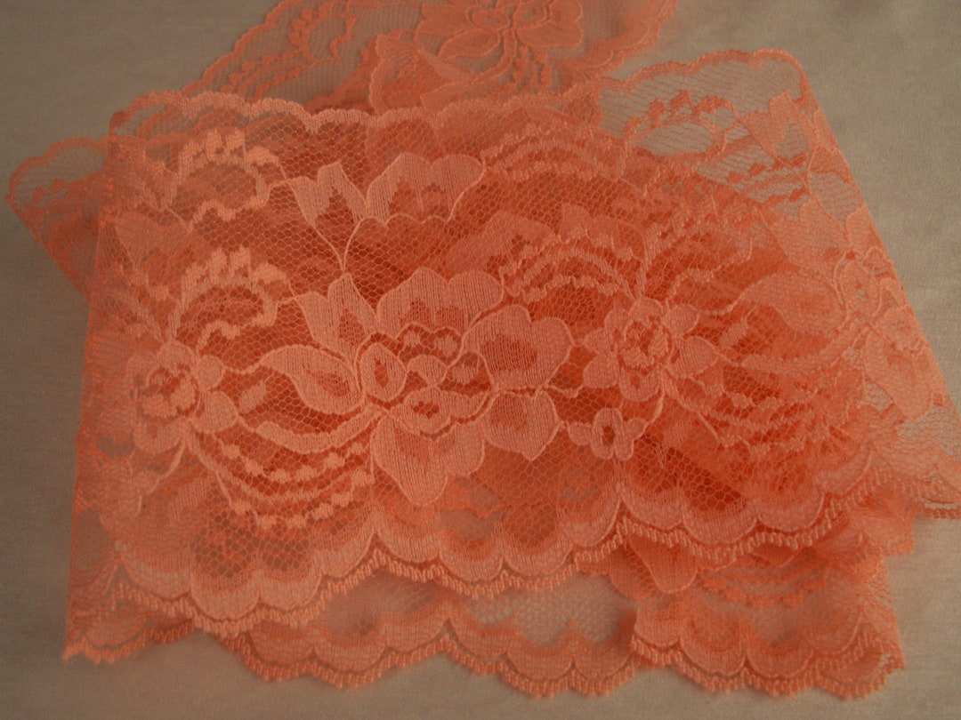 Coral Lace Trim 4 Wide Scalloped Edge Lace for - Etsy