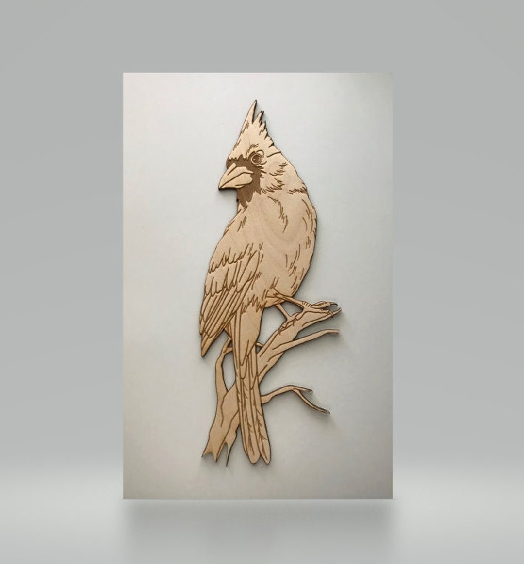 Wooden Cardinal, Laser Cut and Engraved Wood, Nature Garden Home Decor ...