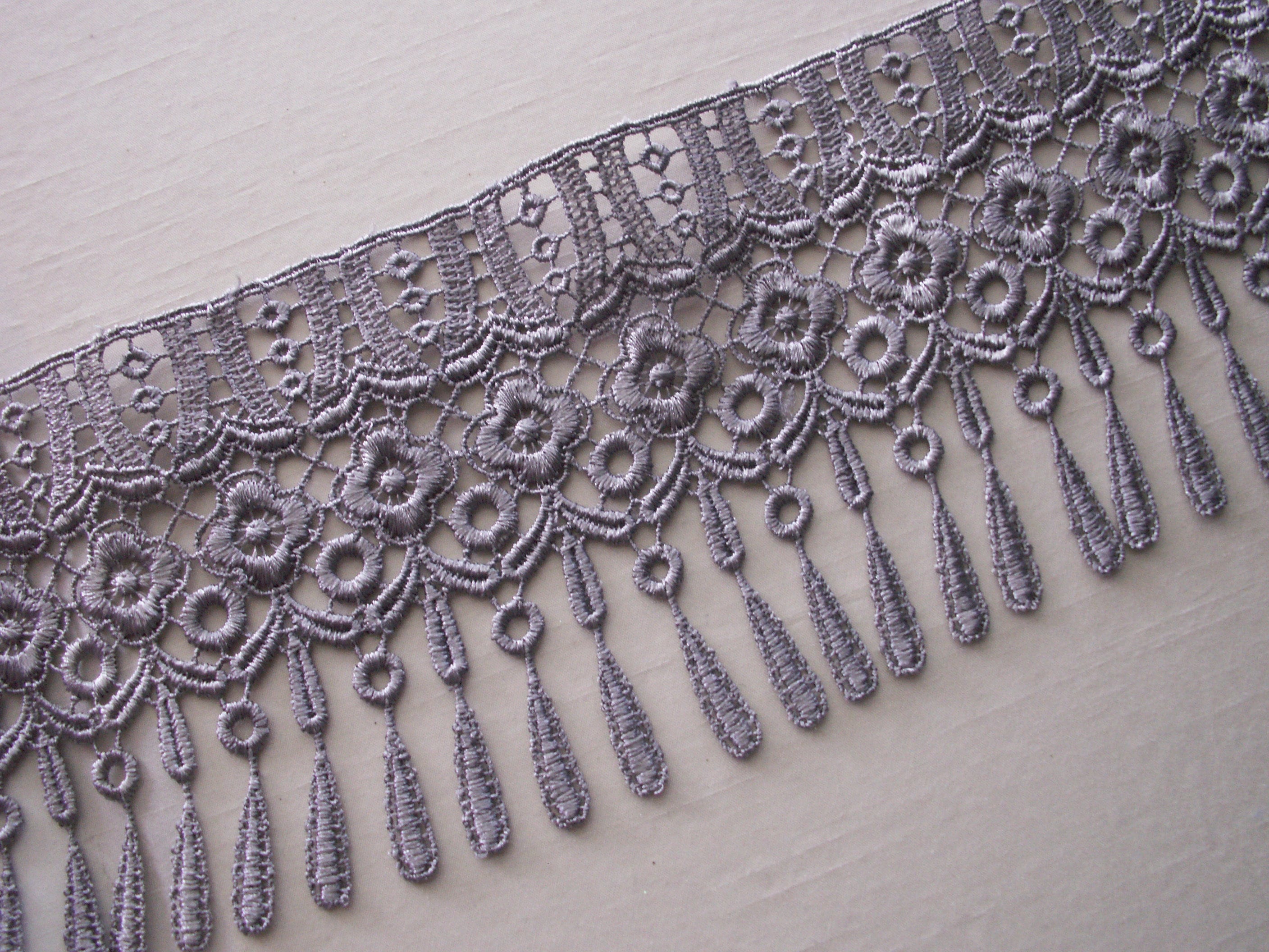 Gray Lace Fringe Trim Victorian Style Lace Venise Lace Trim | Etsy