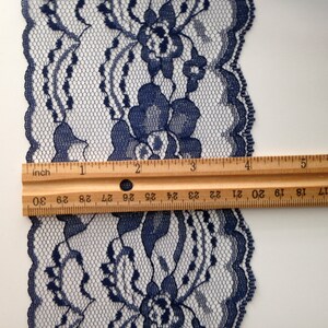 Navy Lace Trim, 4" Wide, Scalloped Edge Lace for Apparel, Lingerie ...