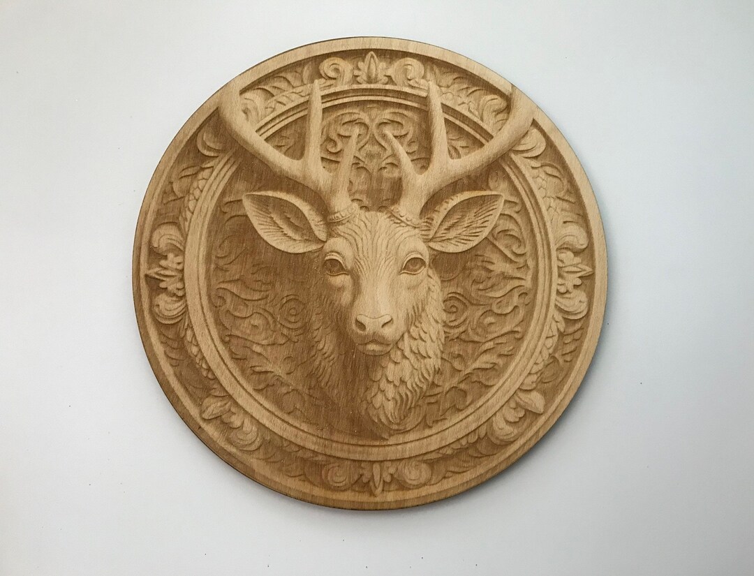 Deer Head Wood Plaque, Laser Cut and Engraved Wood, Home Decor ...