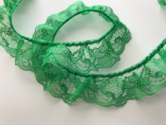 Emerald Green Ruffled Lace Trim 2 Wide Lace Trim for - Etsy