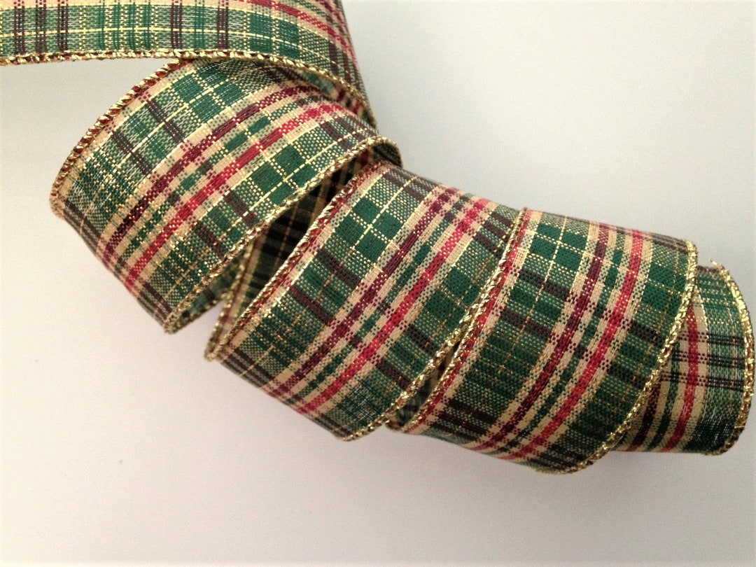 Christmas Ribbon, Multicolor Plaid, 1 1/2" Wide, Wired Edge Ribbon for ...