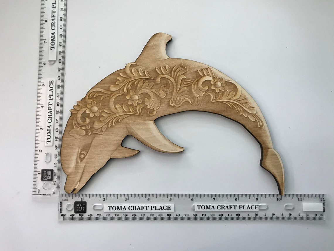 Wooden Dolphin, Laser Cut and Engraved Wood, Sea Life Decor, Nautical ...