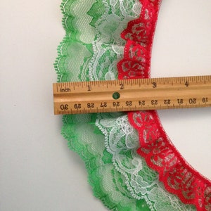 Triple Ruffled Lace Trim, Red White and Emerald Green, 3 Tier Lace ...
